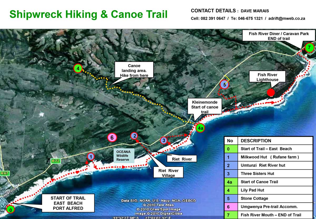 Map of the Hiking Trails (Option 2) – Shipwreck Hiking